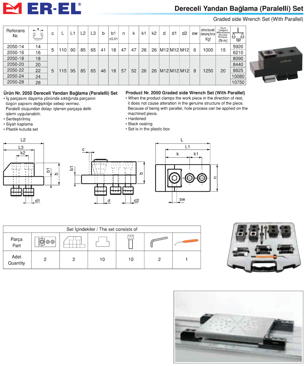 Asil, 2050 Dereceli Yandan Bağlama Paralelli Set,ER-EL