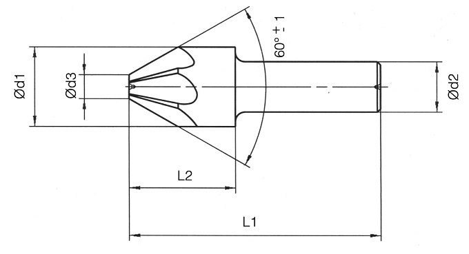 SİLİNDİRİK SAPLI HAVŞA FREZE 60°-MTE, DIN 334/A