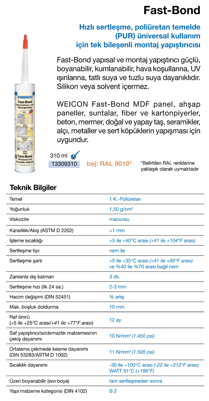 Asil, Fast-Bond Universal Poliüretan Yapıştırıcı,Weicon,133309310